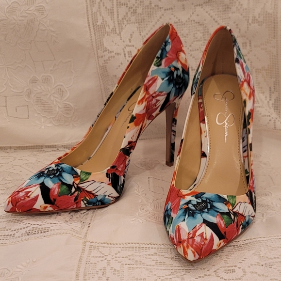 Jessica Simpson | Shoes | Jessica Simpson Floral High Heels | Poshmark